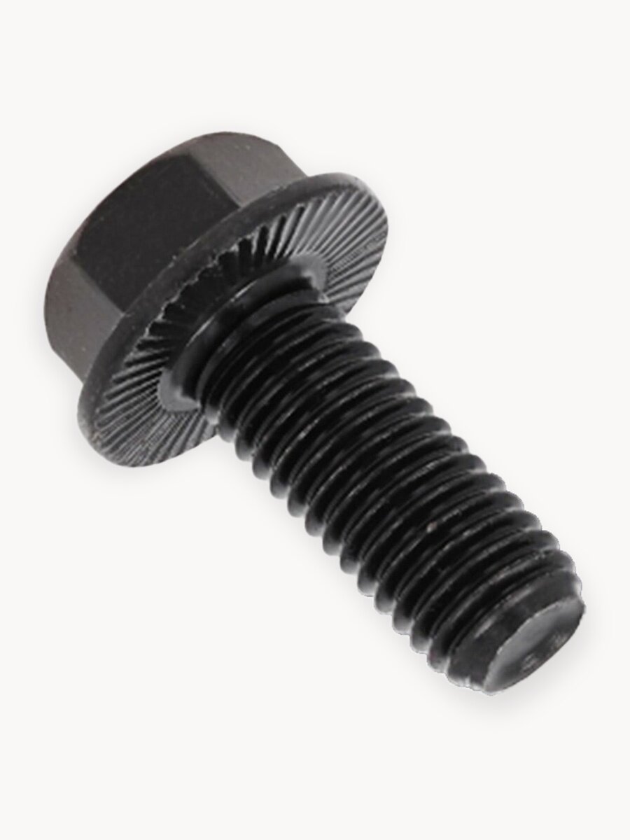 Болт автомобильный с фланцем М10 x 20 x 1.25 - 10.9 чёрный, 5 штук