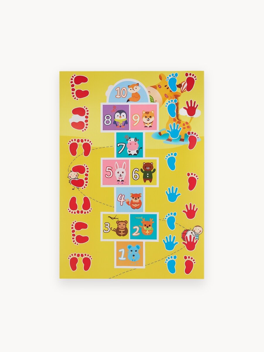 Детский развивающий нейроковрик дорожка для гимнастики ручки-ножки животные цифры