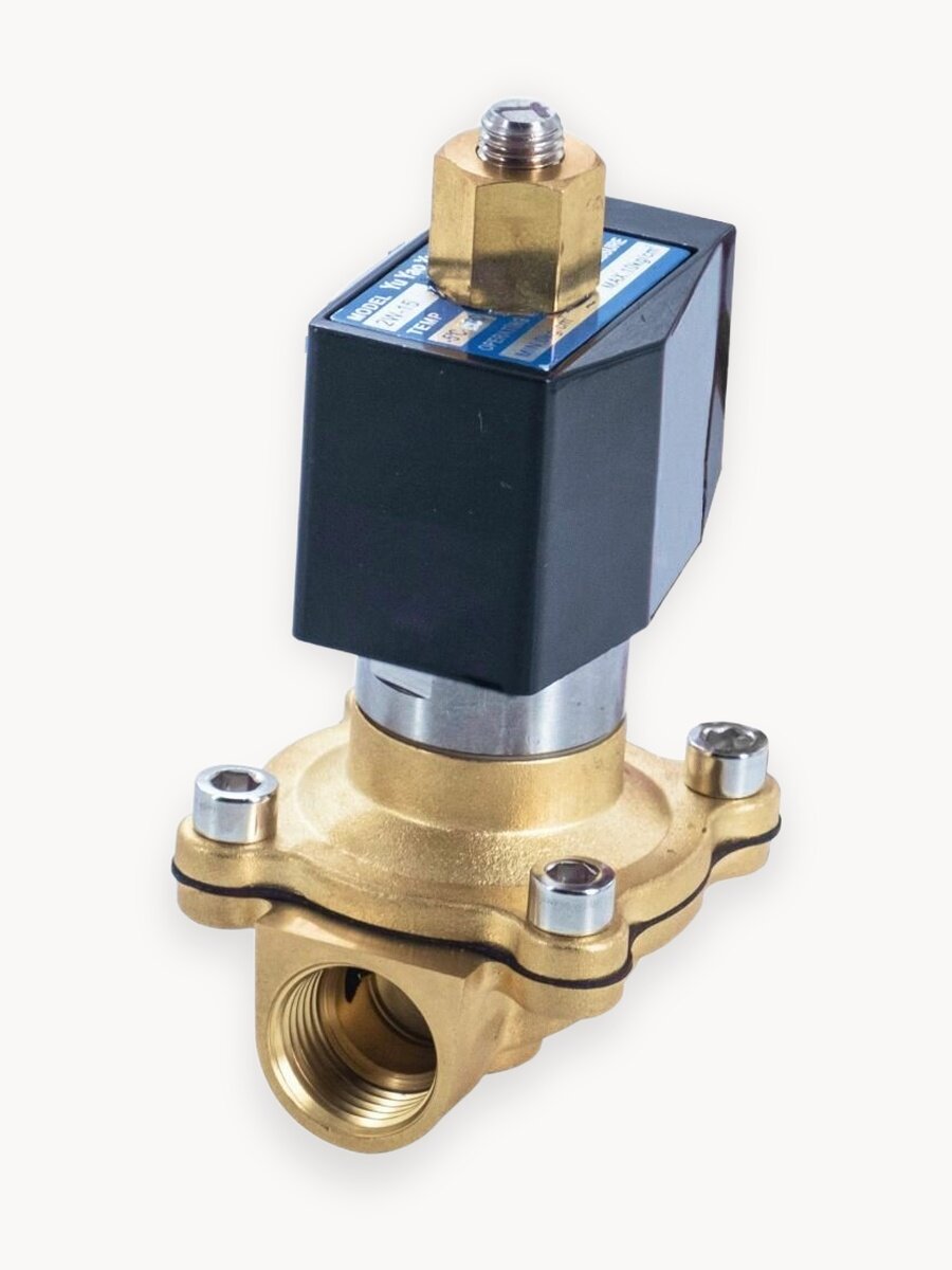 Newkey Клапан электромагнитный соленоидный латунный, обратного действия, нормально закрытый 1/2" дюйма, PN16, 12DC