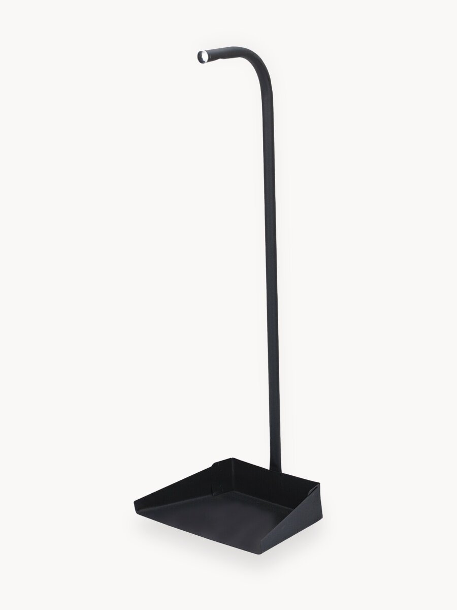 Совок для мусора 28х19см металл, прочный высокая Г-образная ручка 75см, порошковый окрас, темно-серый, дом, офис, улица, грандмастер, 700351