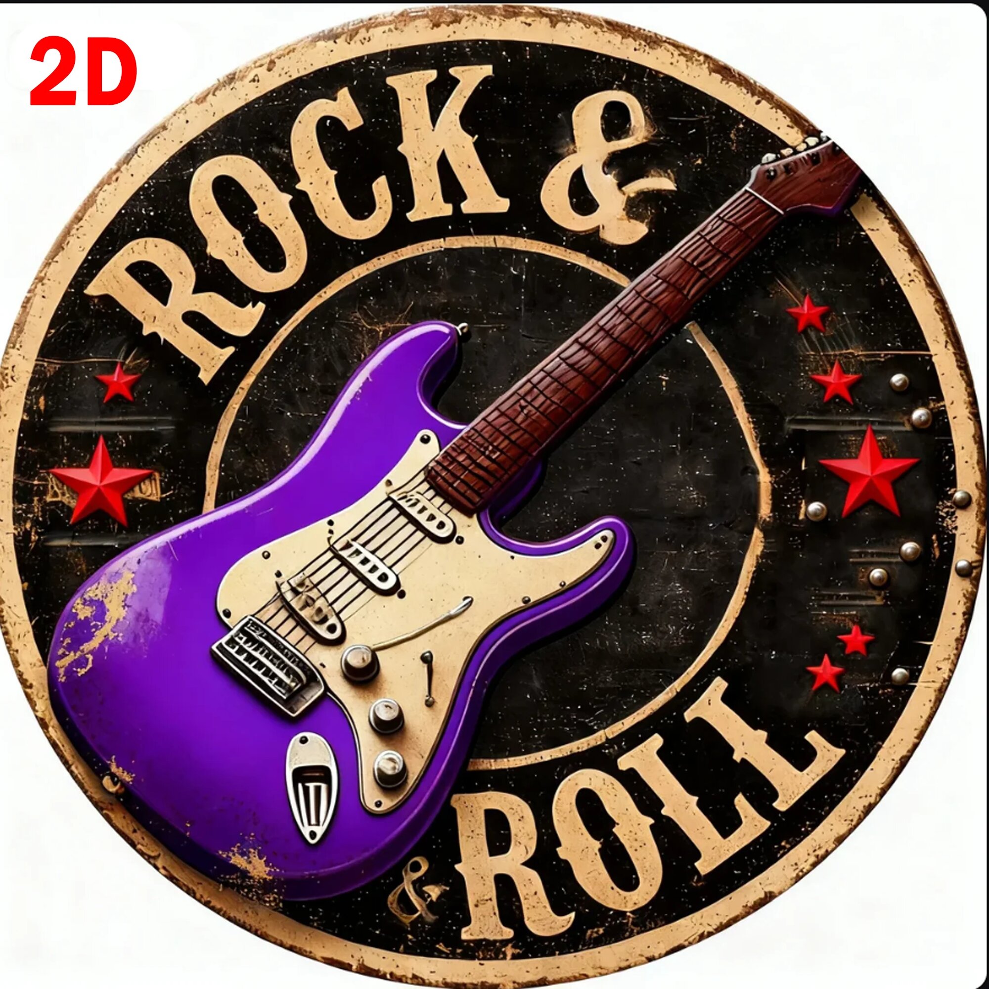 Металлическая табличка Rock & Roll, фиолетовая, TYA1836-05