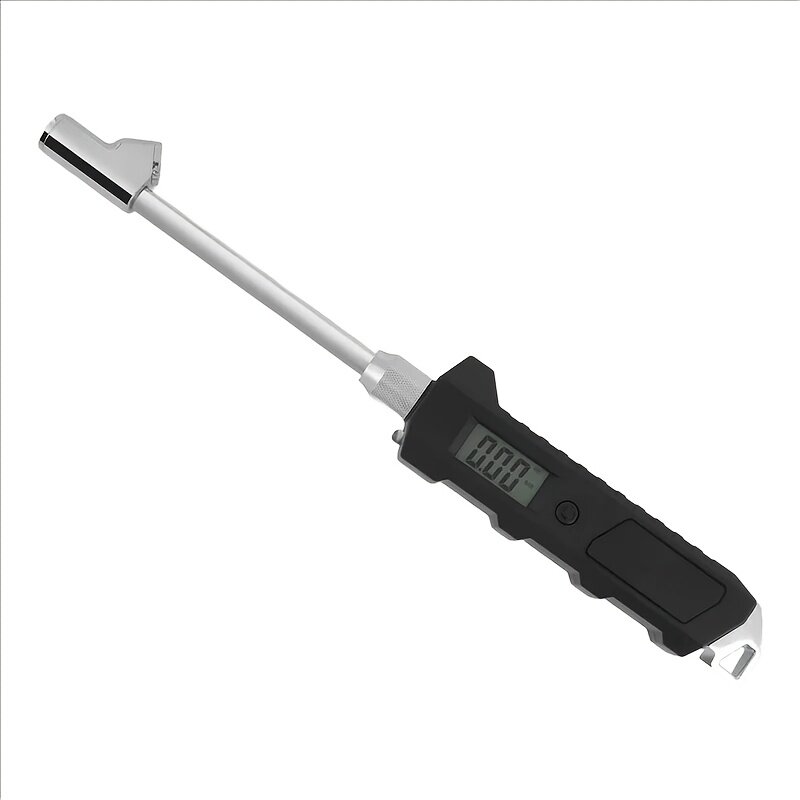 Цифровой манометр для шин со съемным длинным стержнем, диапазон 0–250 psi, питание от батареек (не входят), для легковых автомобилей, грузовиков, мотоциклов и велосипедов, черный