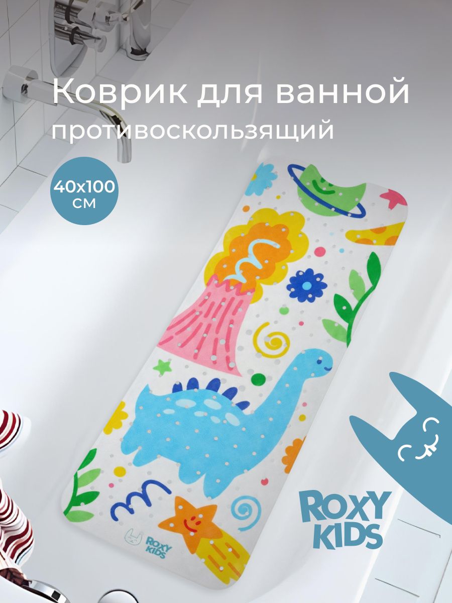 ROXY-KIDS Коврик для ванной противоскользящий, детский на присосках, для купания 40x100