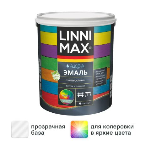 Эмаль универсальная Linnimax Аква шелковисто-матовая цвет белый база 1 2.5 л