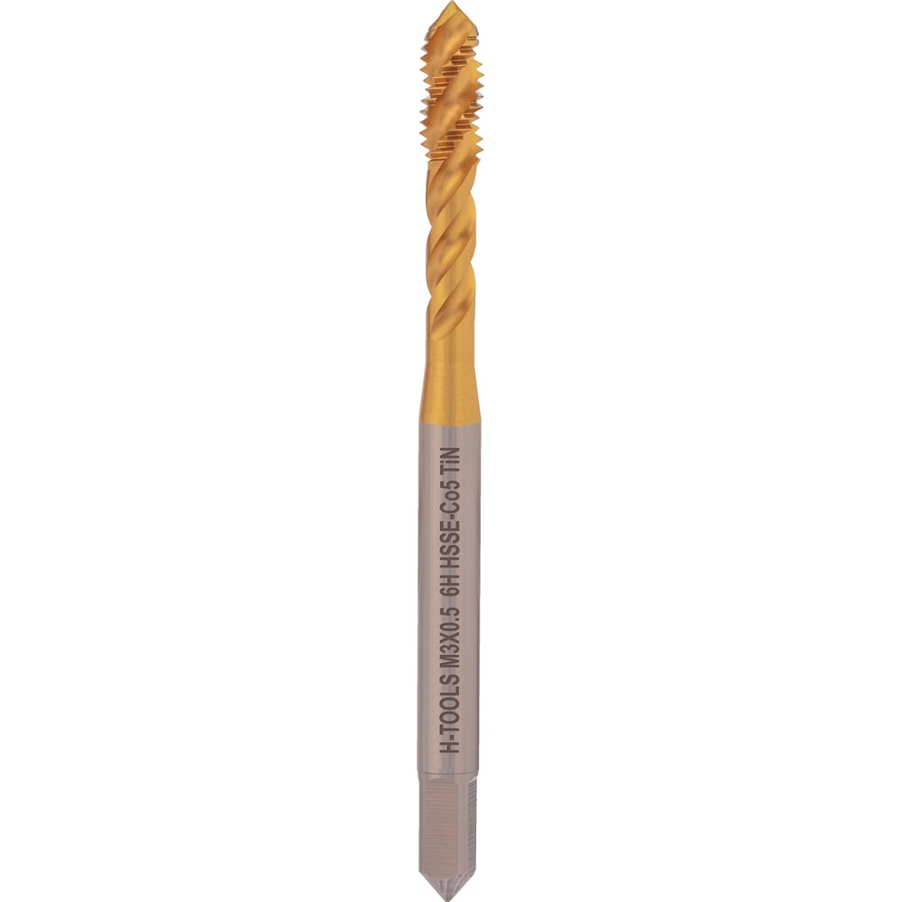 Машинный метчик с винтовой канавкой H-Tools М3 шаг 0.5 DIN371 HSSE-TiN 513X01-C2-0030