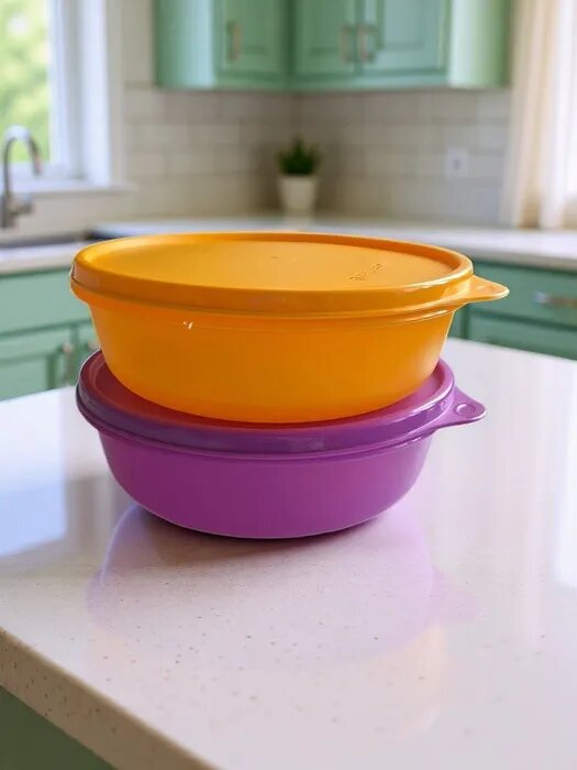 Чаши "Хит-парад" (1л) с крышкой желтая и сиреневая. Tupperware