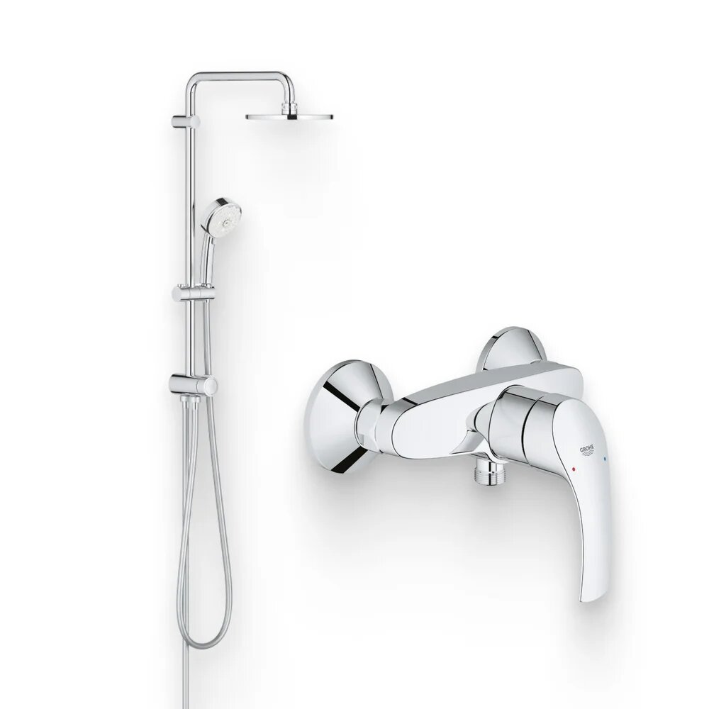 Душевой комплект Смеситель для душа Grohe Eurosmart New 33555002 хром / Стойка New Tempesta Cosmopolitan 27394002