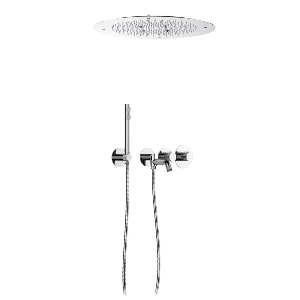 Душевой комплект Timo Petruma SX-2358/00SM 6 в 1, встраиваемый, с внутренней частью в комплекте, с термостатом, со смесителем, с изливом, латунный, хром, глянцевый, душевая система