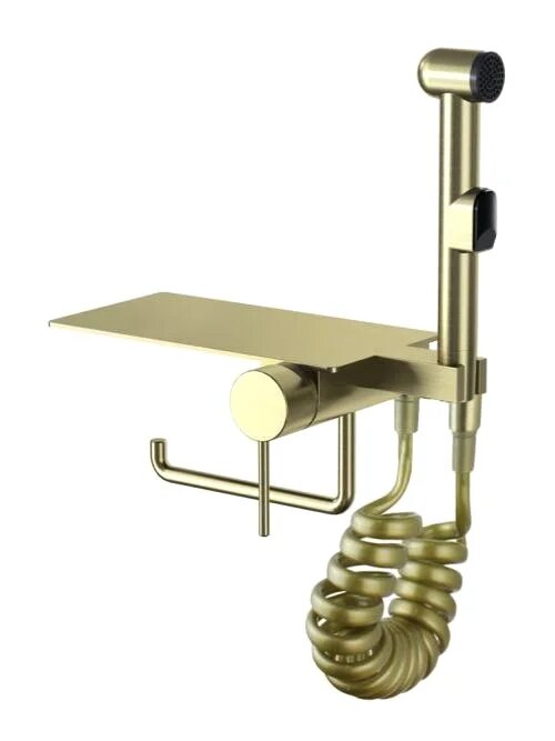 Гигиенический душ со смесителем Bronze de Luxe Scandi 708/1BR встраиваемый, скрытого монтажа, со смесителем, бронзовый, матовый, латунь, рычажный, смеситель для биде, с полкой, с держателем для туалет