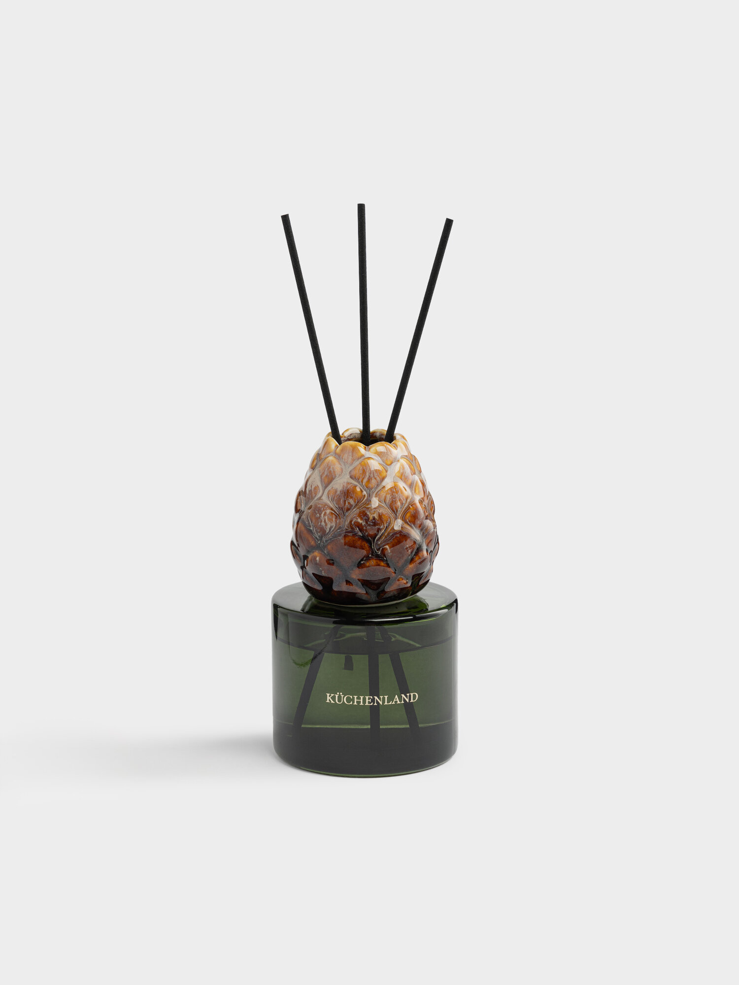 Ароматический диффузор, 100 мл, стекло/керамика, зеленый, Oud wood, Шишка, Winter delice