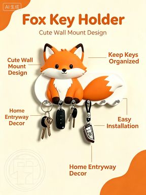 Ключница настенная "Лиса чернобурка" 4 крюч.