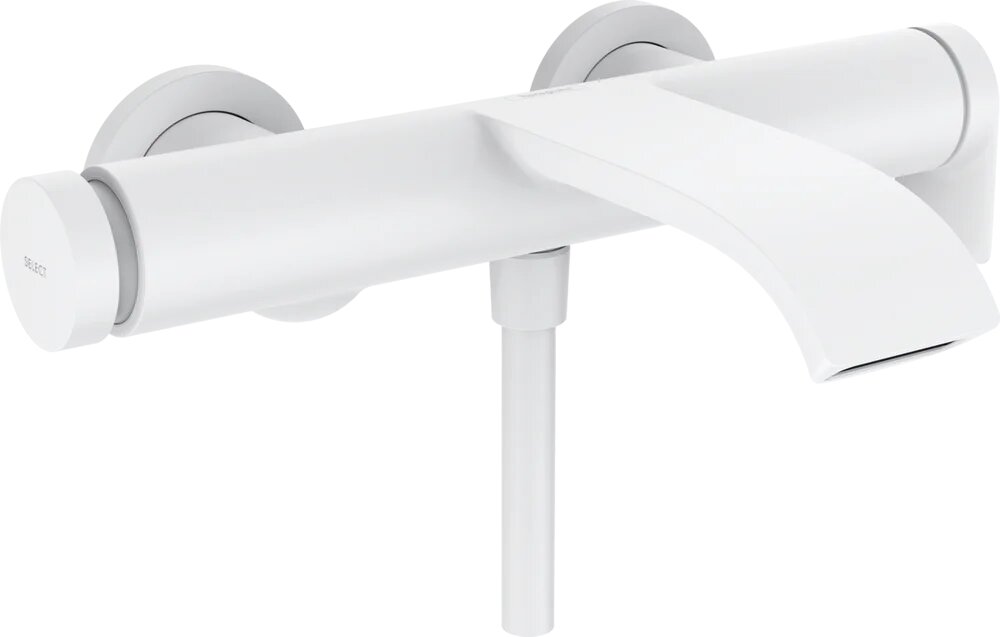 Смеситель для ванны с душем Hansgrohe Vivenis 75420700 настенный, однорычажный, каскадный, белый, матовый, латунный, без лейки, с керамическим картриджем
