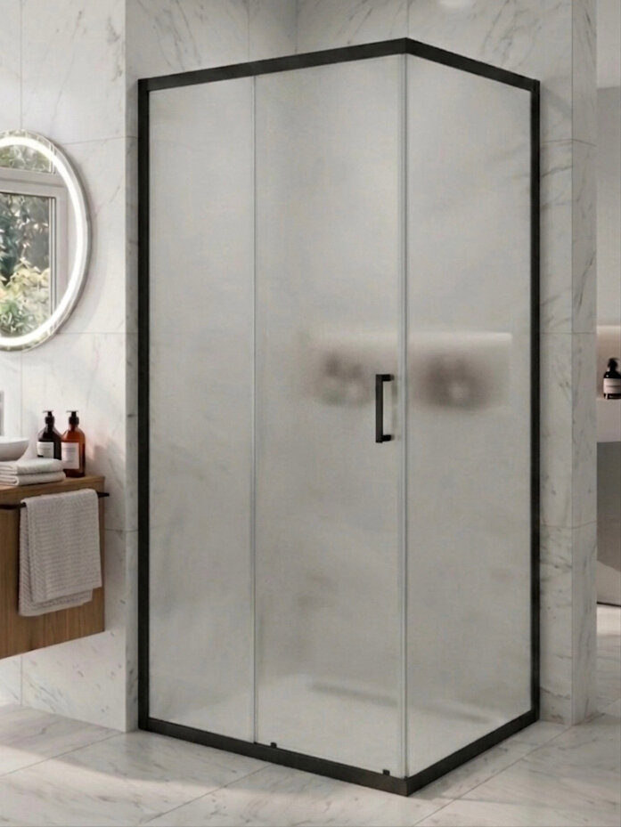 Душевой уголок MaybahGlass MGY-1894-6 160х80 профиль матовый черный, стекло сатин