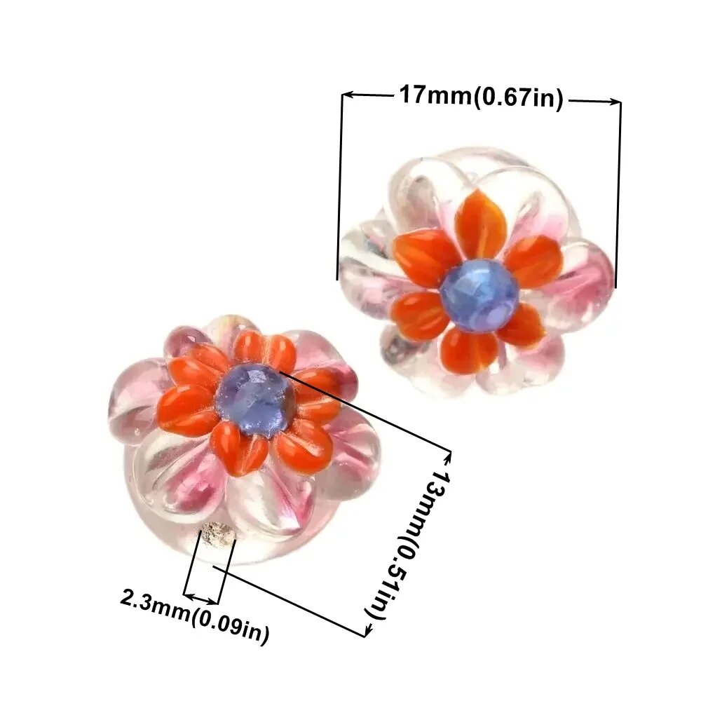 OLINGART Розовые стеклянные бусины Lampwork 2 шт Розовый, Pink 31 2PCS