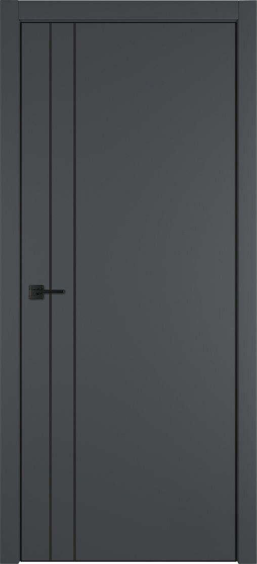 Урбан 2V Эмалекс графит 700*2000 (4-х кромка черная) (запил под замок) (дверное полотно)