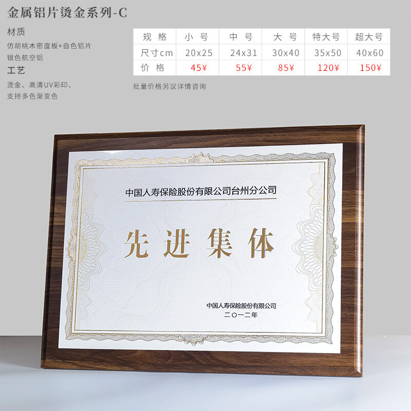 Имитация орехового дерева, наградная табличка, почетная табличка, деревянная медаль с золотым покрытием, металлическая награда, памятная бронзовая медаль на пенсию