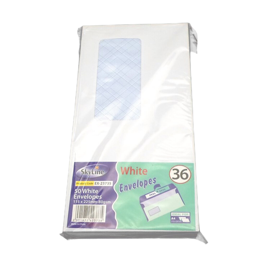 50шт Защитные Конверты с Окошком Конфиденциальной Печати Skyline Конверт для Карты