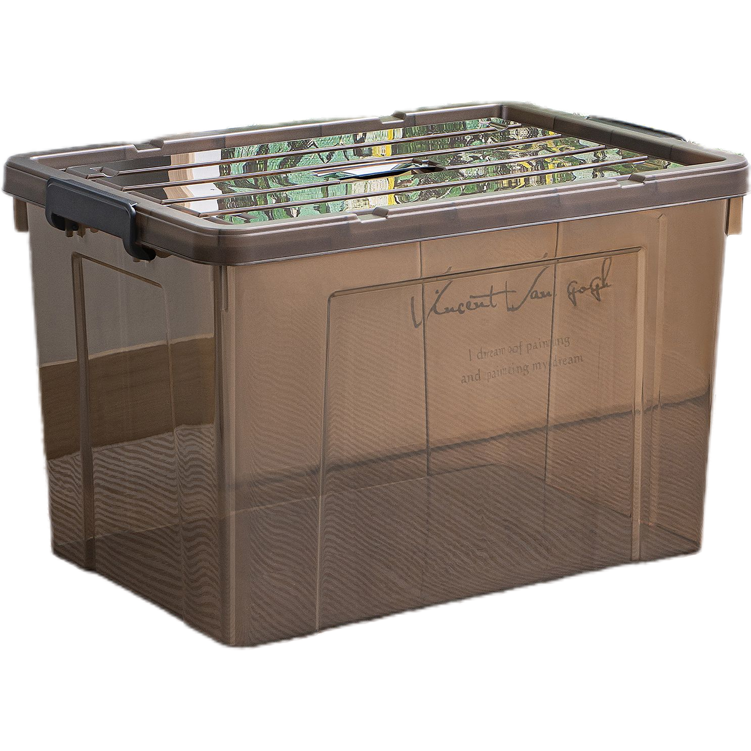 Контейнер для хранения прозрачный пластиковый с крышкой и ручками большой объем для книг и вещей