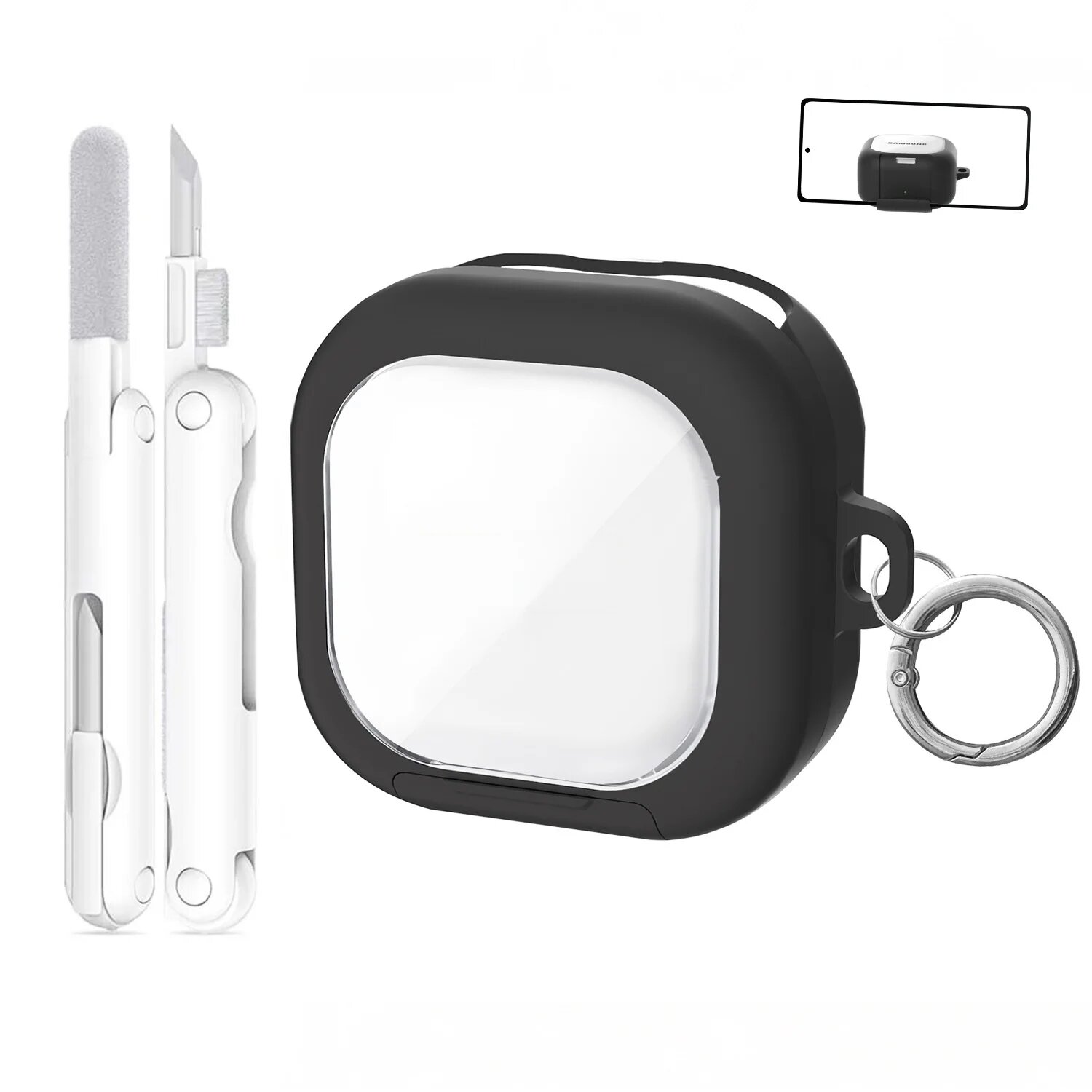 Чехол для Samsung Galaxy Buds 4 Pro (2026) с креплением For Buds 4Pro, Black or Pen