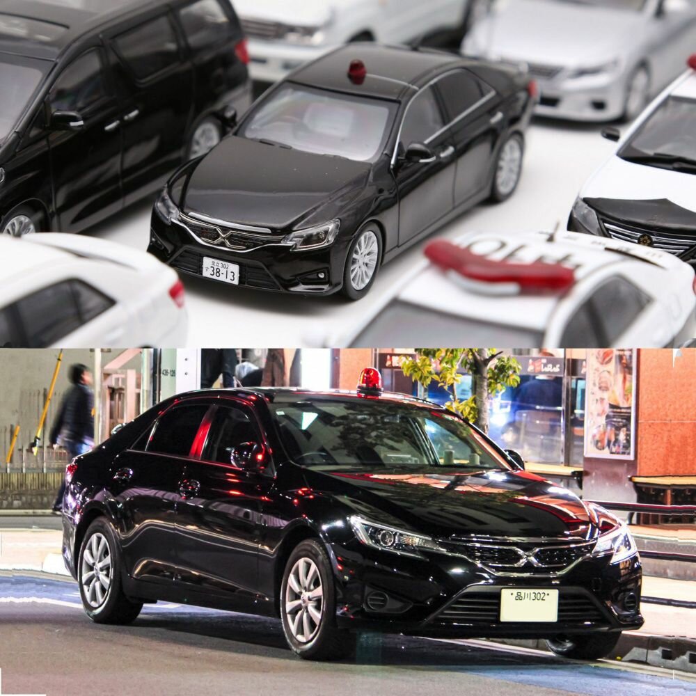 Rais Kyosho Toyota Mark X 250G GRX130 2014 Масштаб 1:43 Модель японского полицейского автомобиля