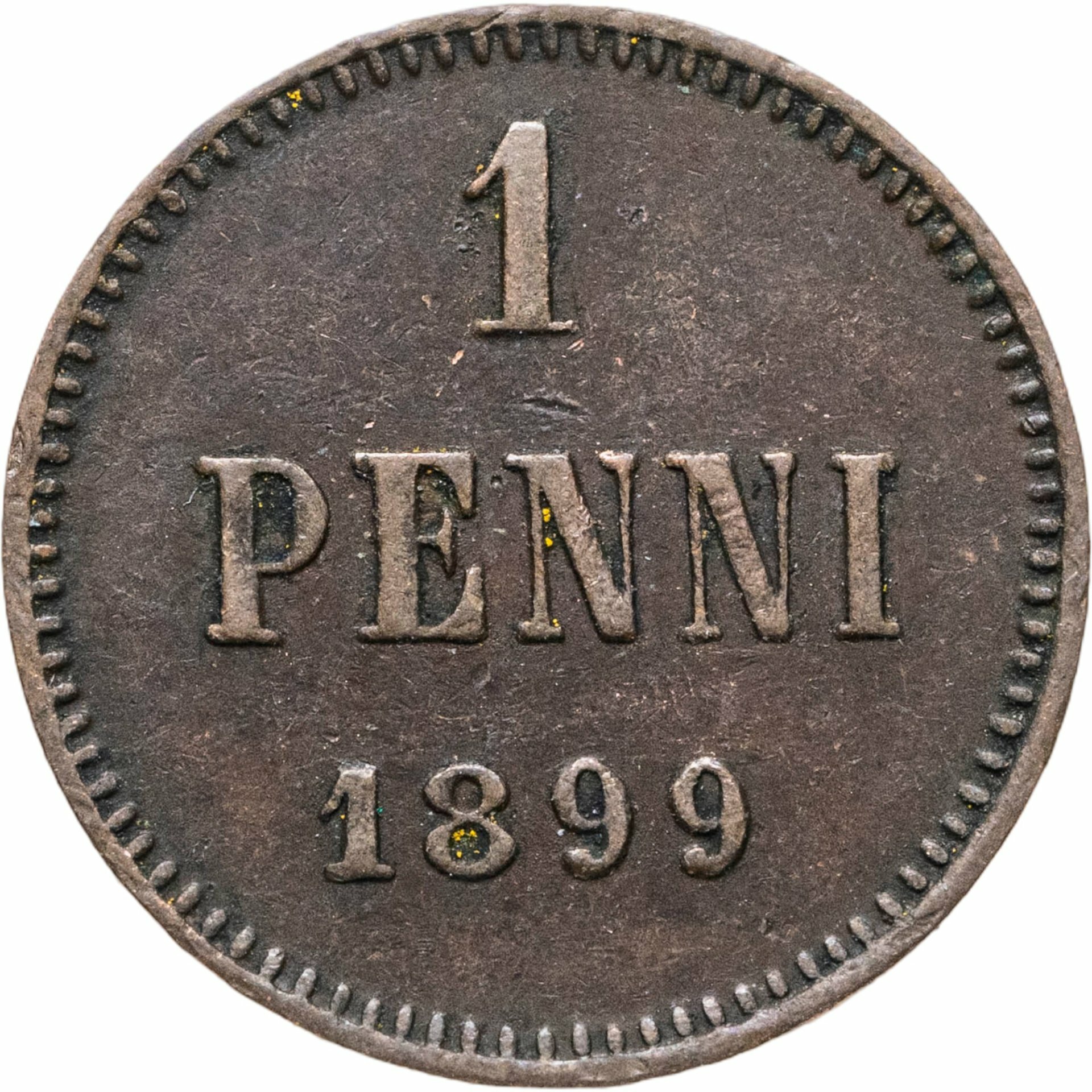 1 пенни 1899, монета для Финляндии, Медь, в сохранности XF