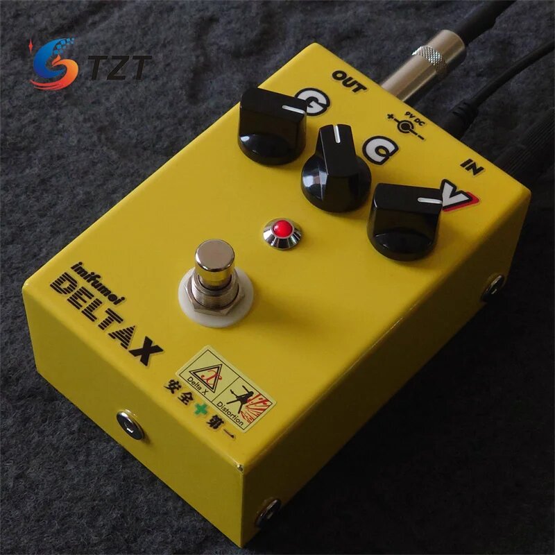 TZT Delta X Distortion ручной работы, одиночная педаль эффектов для электрогитары, блок искажения с широким регулируемым диапазоном