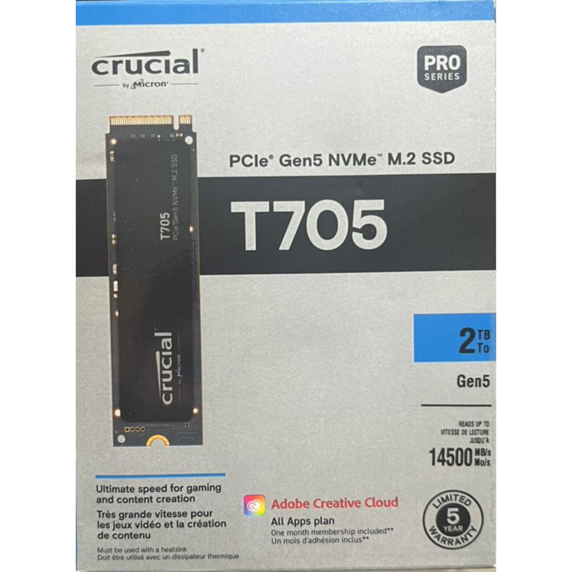 Накопитель SSD Crucial T705, 2 ТБ, M.2 2280 (CT2000T705SSD3)