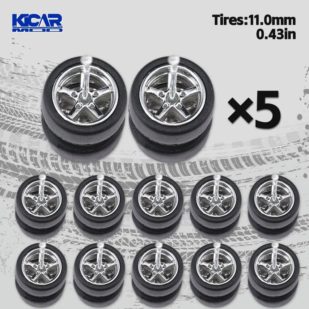 5x Шины 1/64, Серый, Electroplated Silver