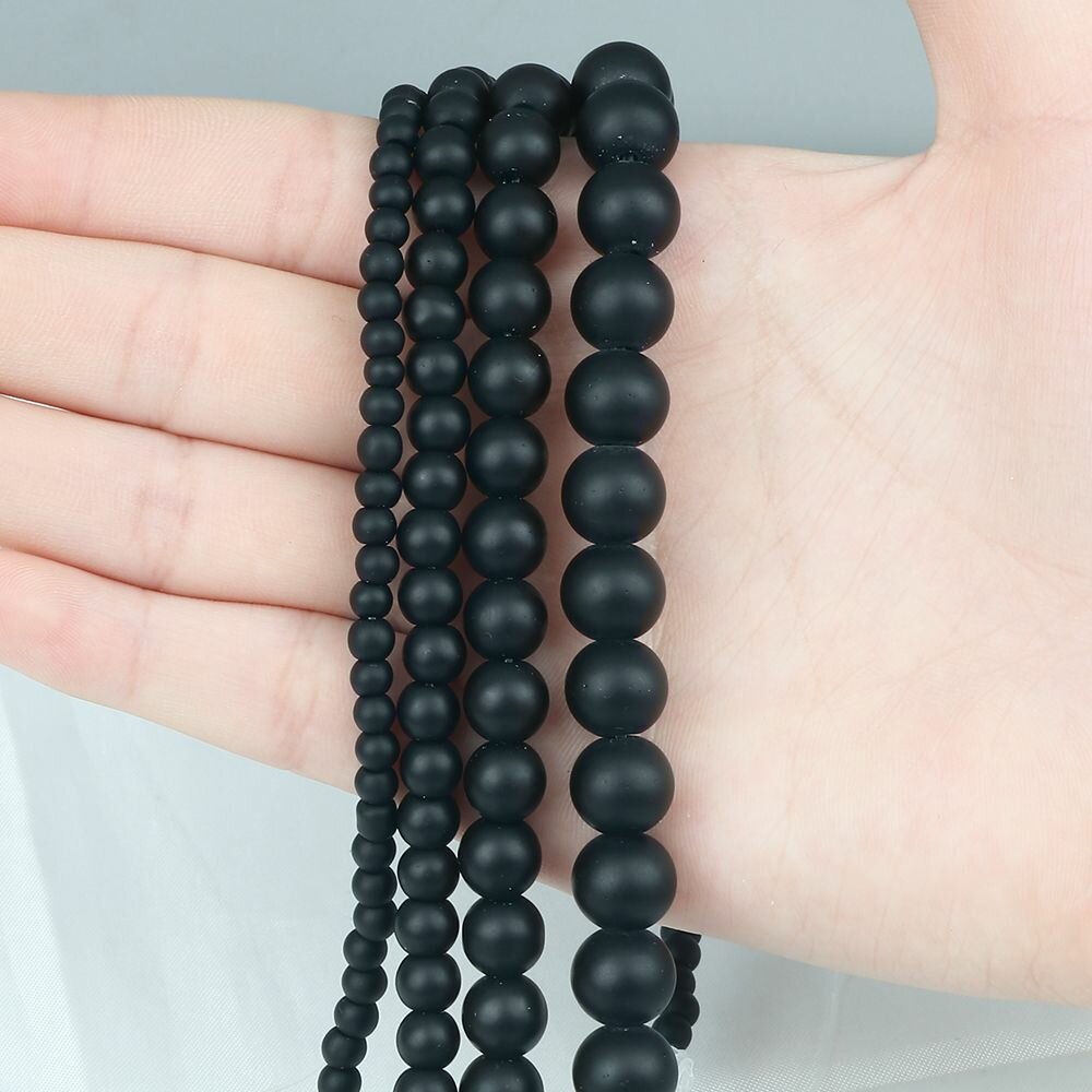 Бусины из натуральных камней, Агат черный матовый 6 мм, около 100 шт, для браслетов, бус, украшений