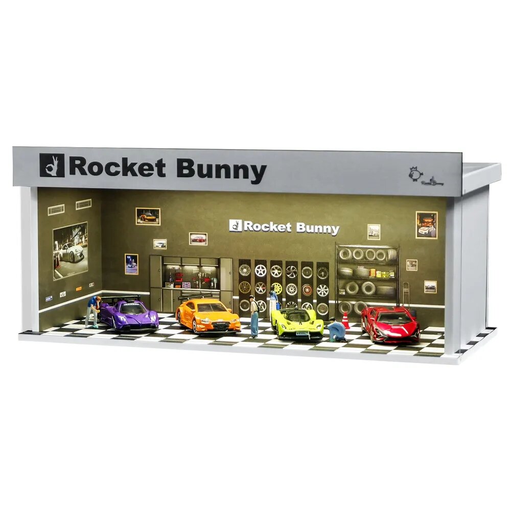 Диорама гараж с подсветкой для машинок для моделей 1:64, Игрушечный гараж, парковка для машинок