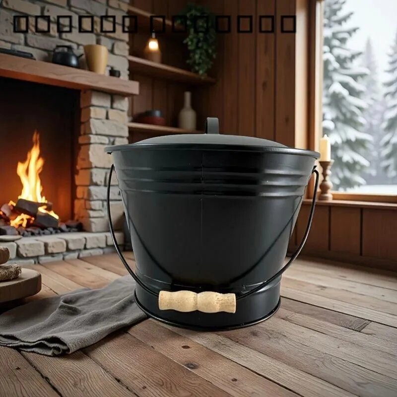 Ведро для золы с крышкой и деревянной ручкой металлическое зольное ведро для камина, печи и гриляer
