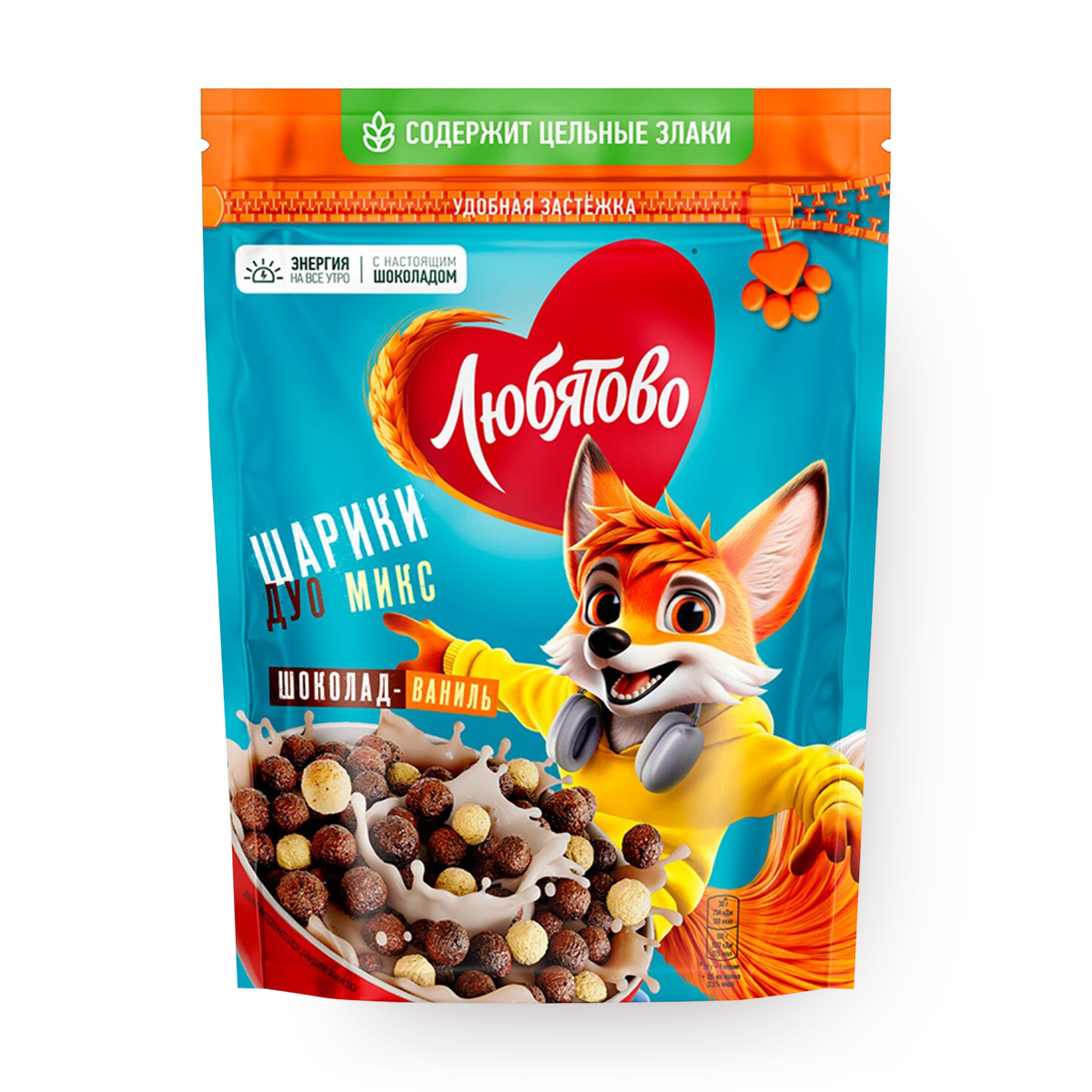 Шарики шоколадные Любятово "Дуо Микс", с цельным зерном, 200 г