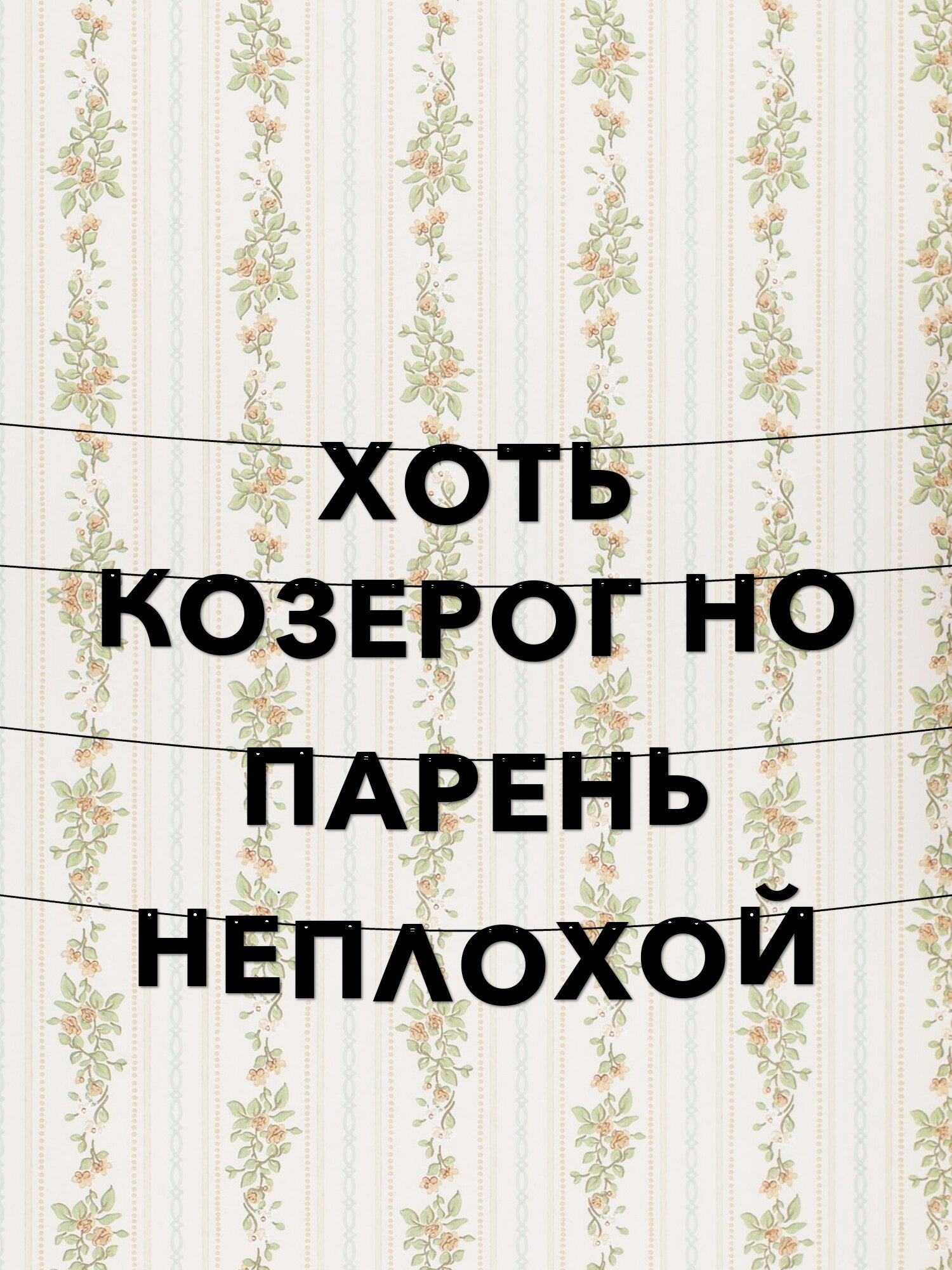 Многоразовая гирлянда с надписью хоть козерог но парень неплохой - идеальный декор для вечеринки, дня рождения или свадьбы, высота букв 10 см, толщина букв 1 мм, долговечный материал.