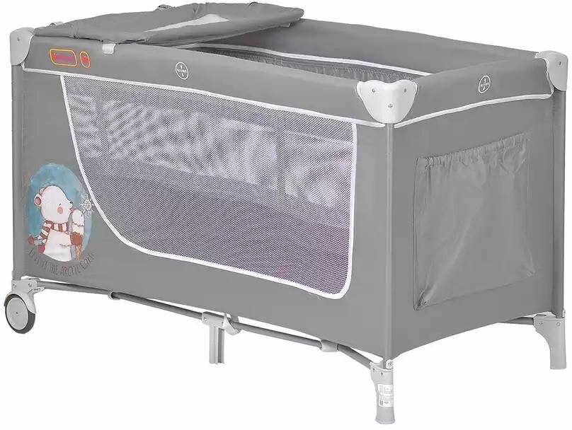 Манеж-кровать Geburt 125х65х76 см, серый, на молнии