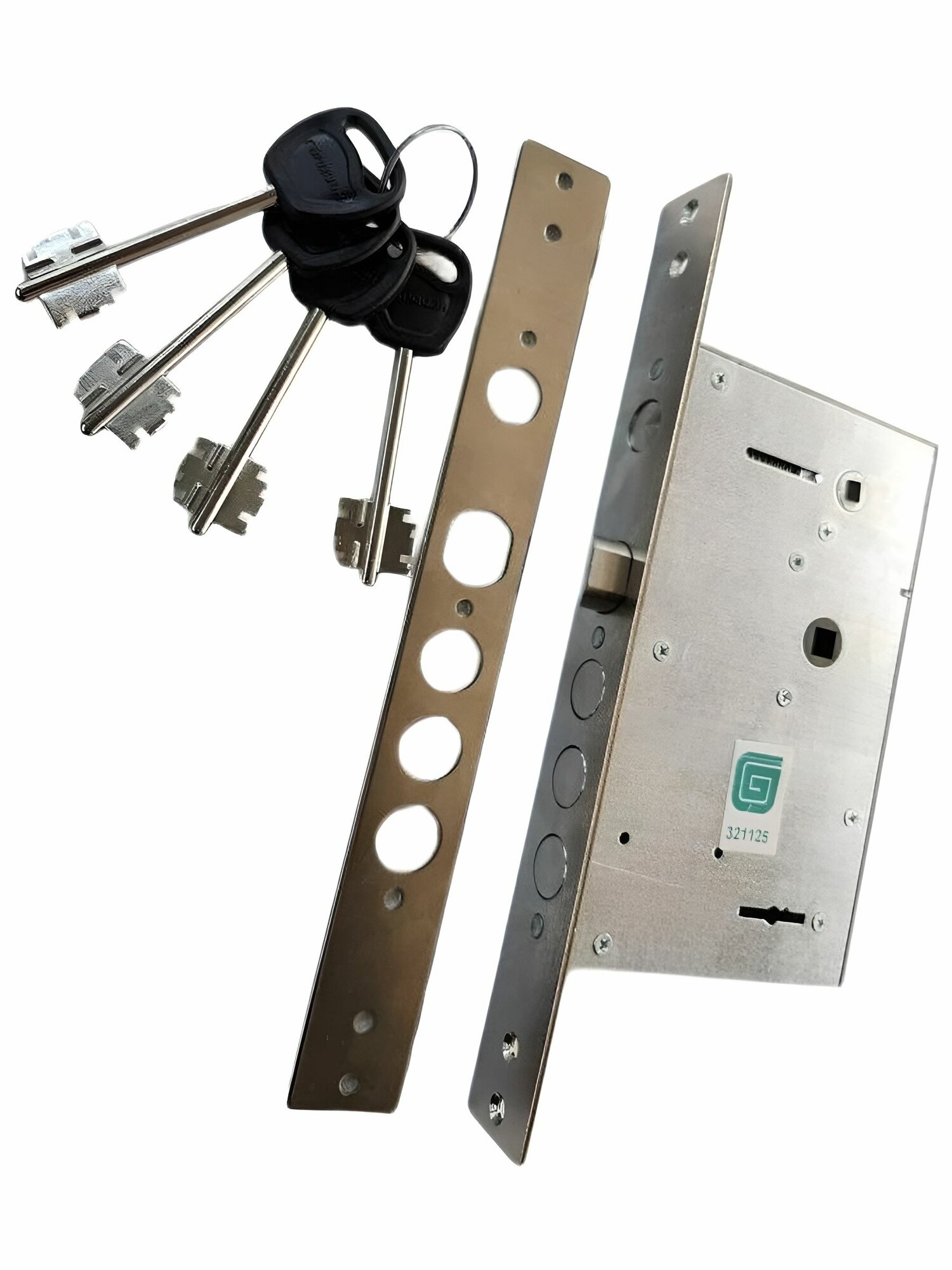 Замок врезной сувальдный с защелкой и задвижкой с ответной планкой/удлиненный ключ/Гардиан 30.12/GuardianЗамок врезной сувальдный с защелкой и задвижкой/Гардиан 30.12/Guardian