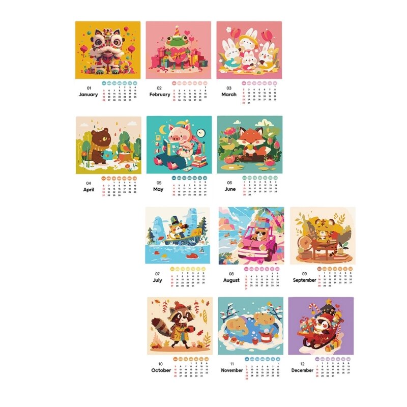 Календарь на 2025 год, Мультяшный Календарь Животных, Офисный Календарь, Ежемесячный Календарь, Креативный Настольный Календарь, Расписанный Вручную Календарь