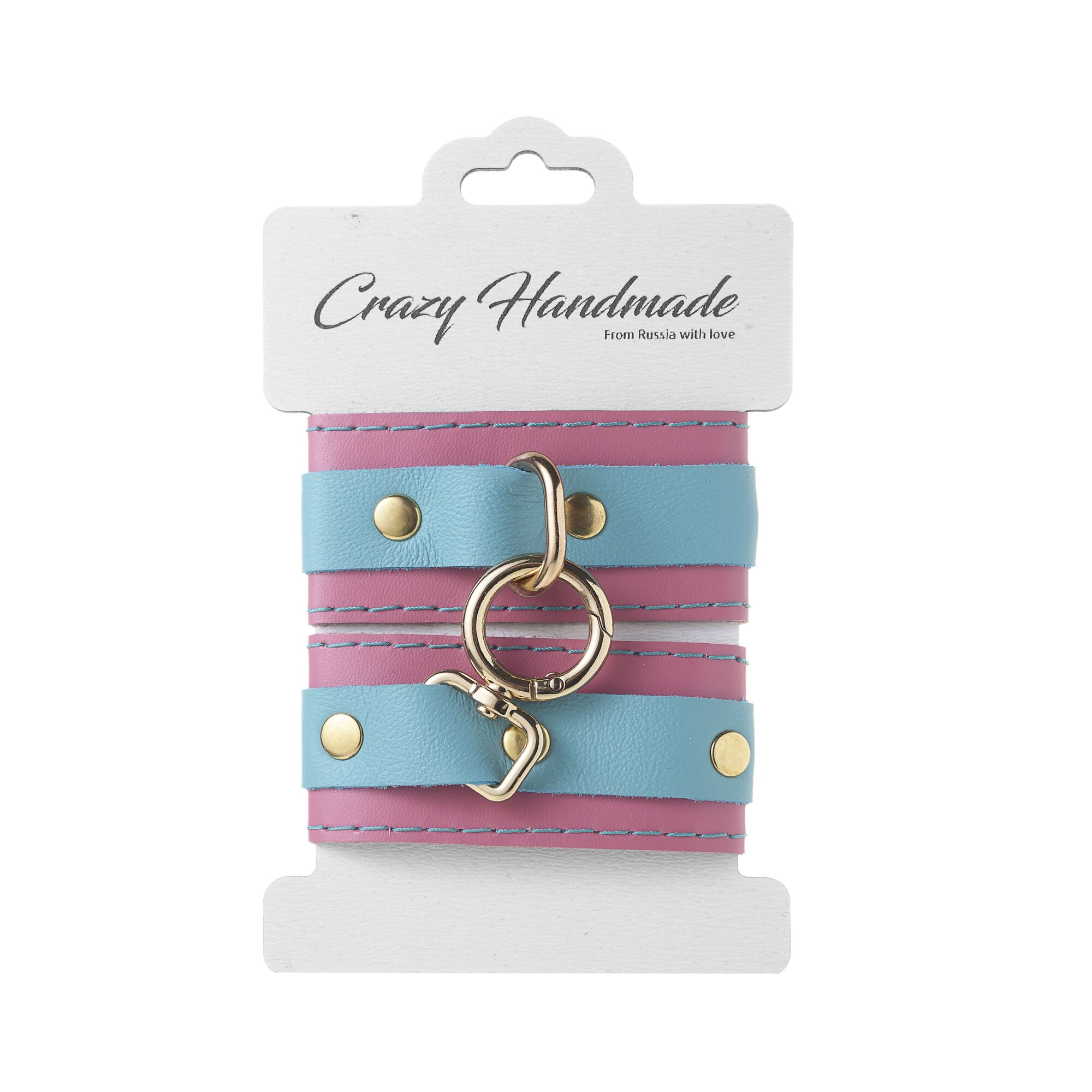 Наручники Crazy Handmade скруглённые комбинированные, золотая фурнитура