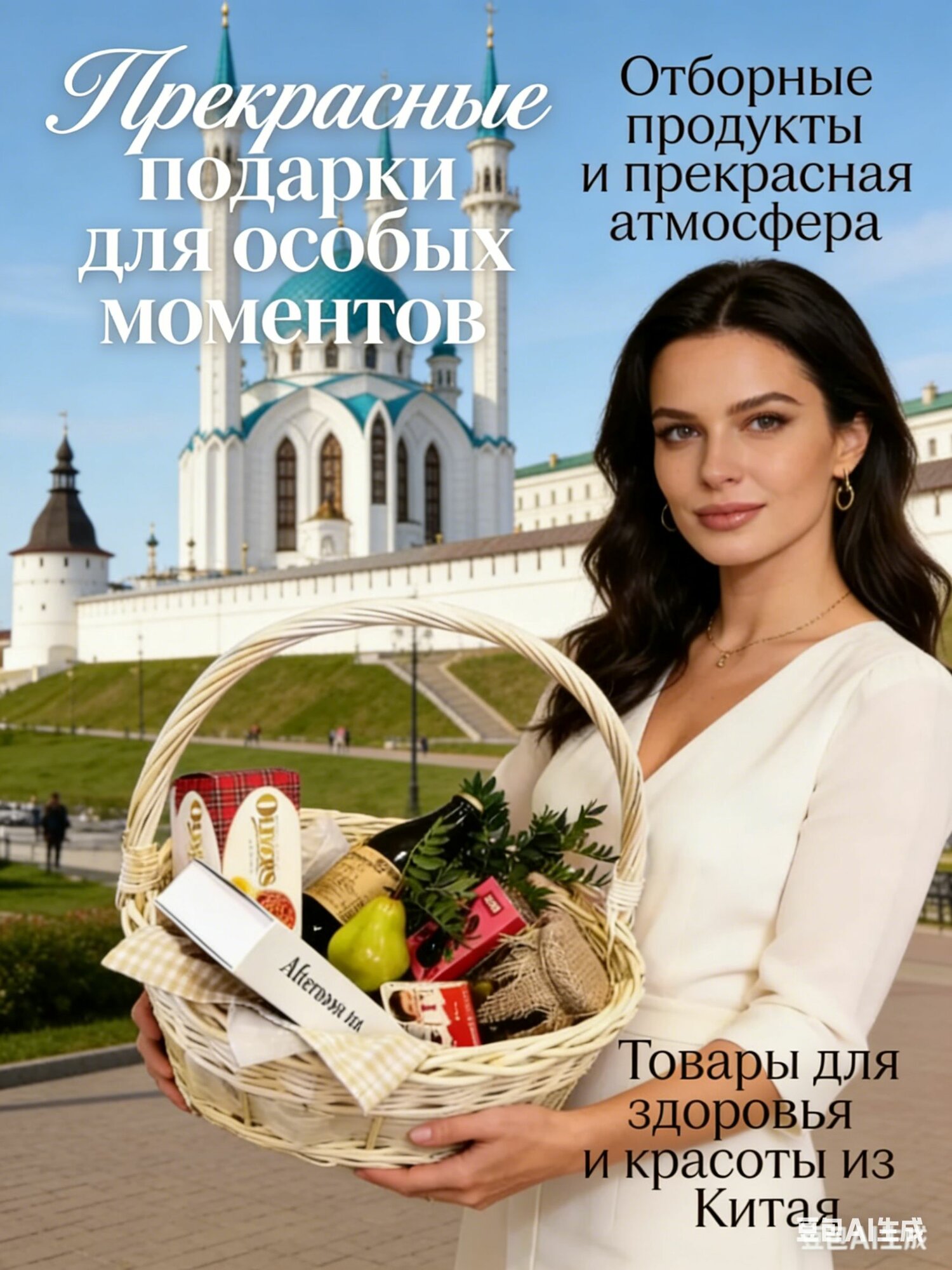 Корзина плетеная подарочная с ручкой белая, лукошко из лозы для фруктов и цветов, корзинка для пикника и Пасхи