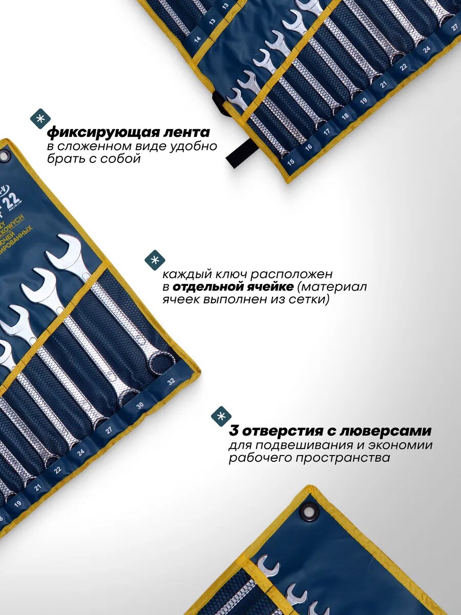 Ключи комбинированные 22 предмета