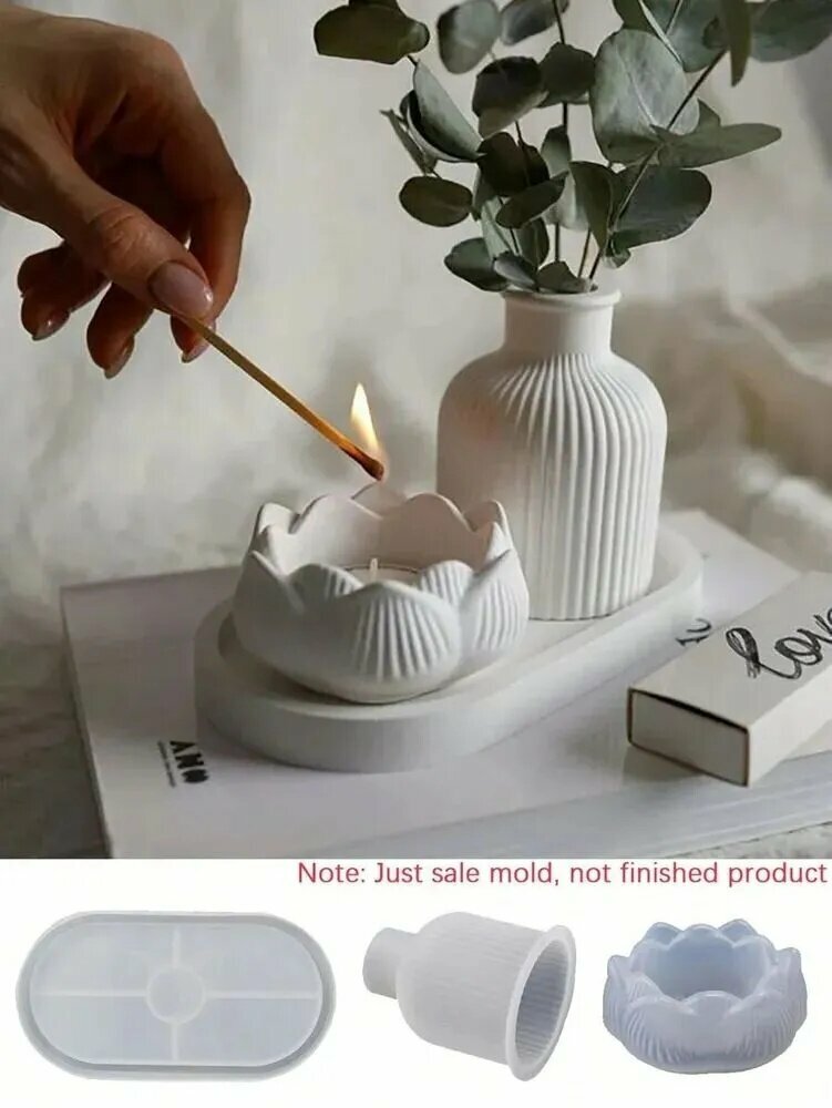3D формы для смолы/гипса, лотос, ваза, поднос, подарок