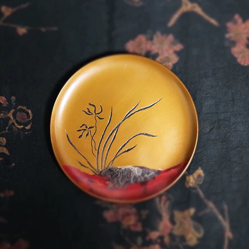 Ручная вырезка из чистой меди чайная подставка с орхидеей, круглая термостойкая подставка для традиционного китайского