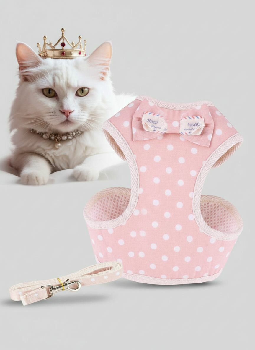 Шлейка для собак мелких пород и кошек с поводком мягкая Stil dog