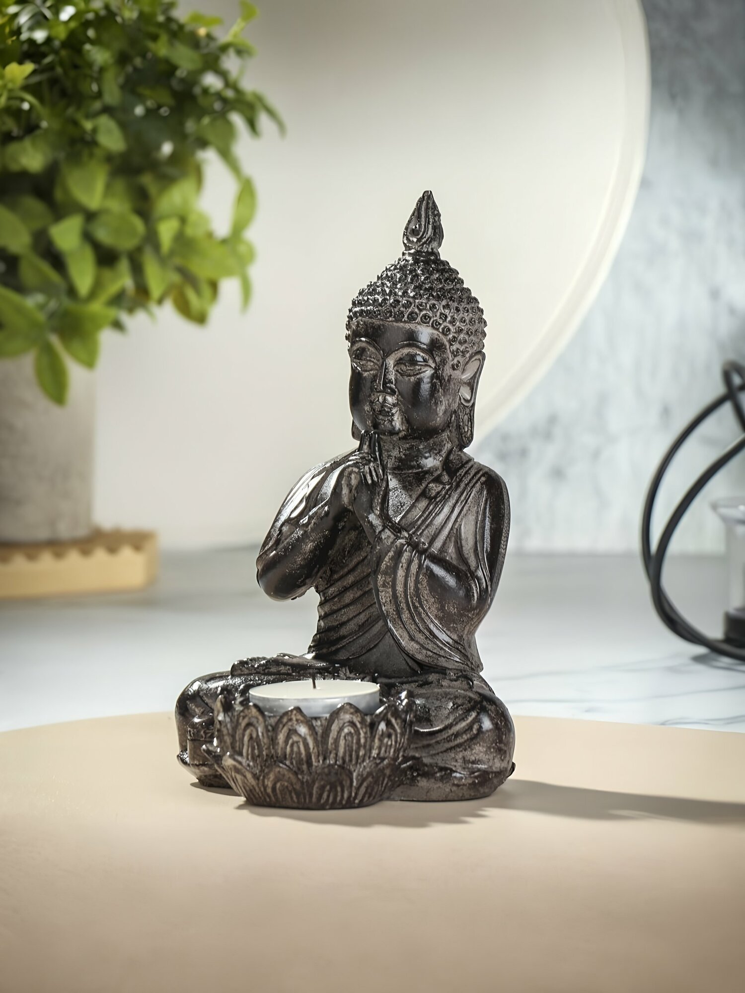 Фигурка декоративная Будда, 18 см, с подсвечником, Y6-10545