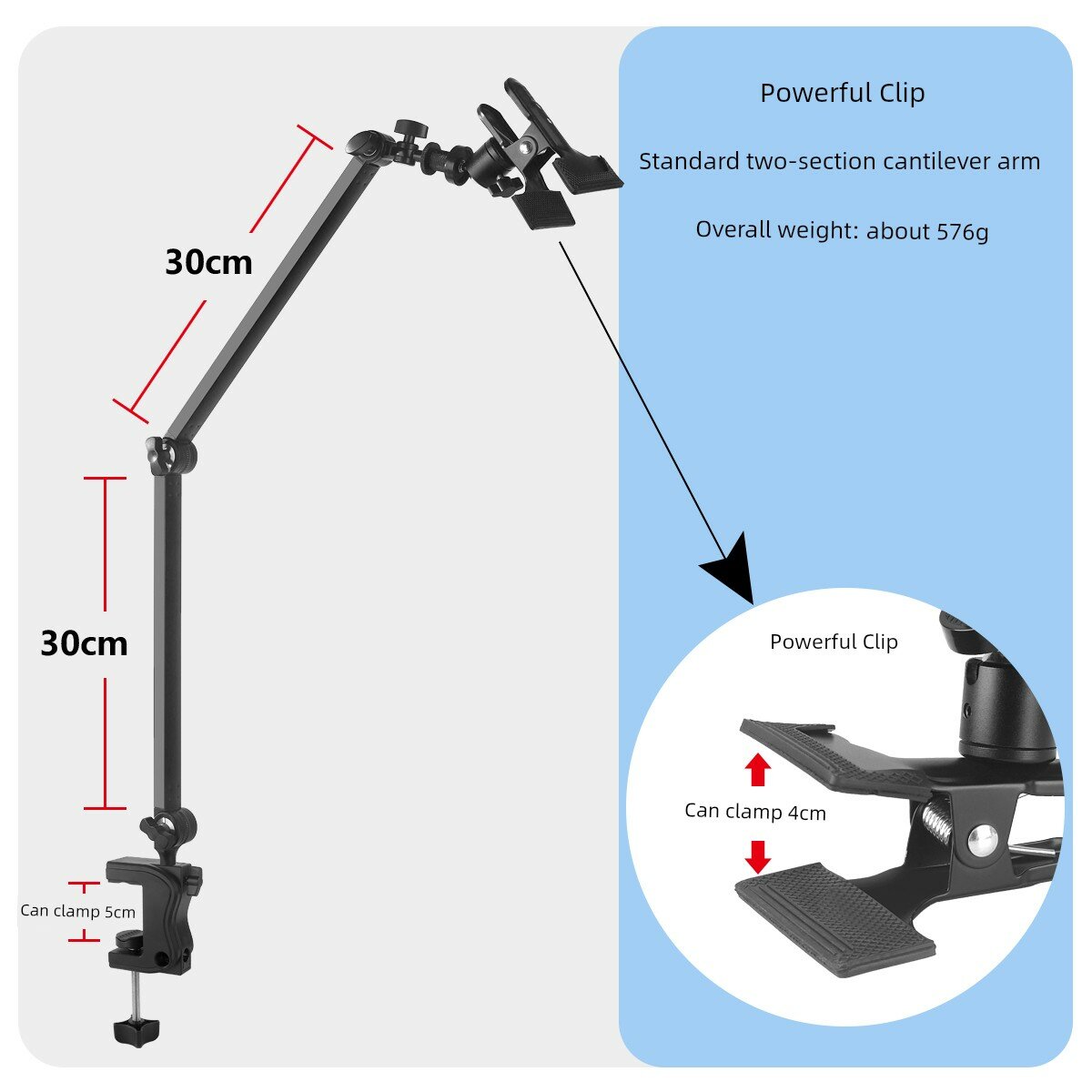 Настольный кронштейн-держатель с универсальным поворотом, телескопической регулировкой, металлический, усиленный, для