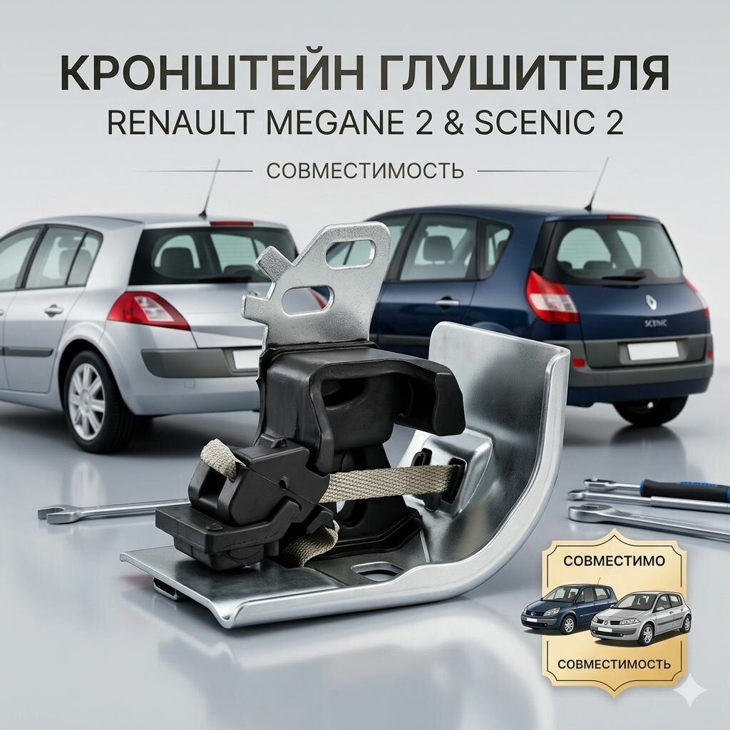 Крепление глушителя (средний), кронштейн средний применяется для Рено Меган 2, арт. 8200035447
