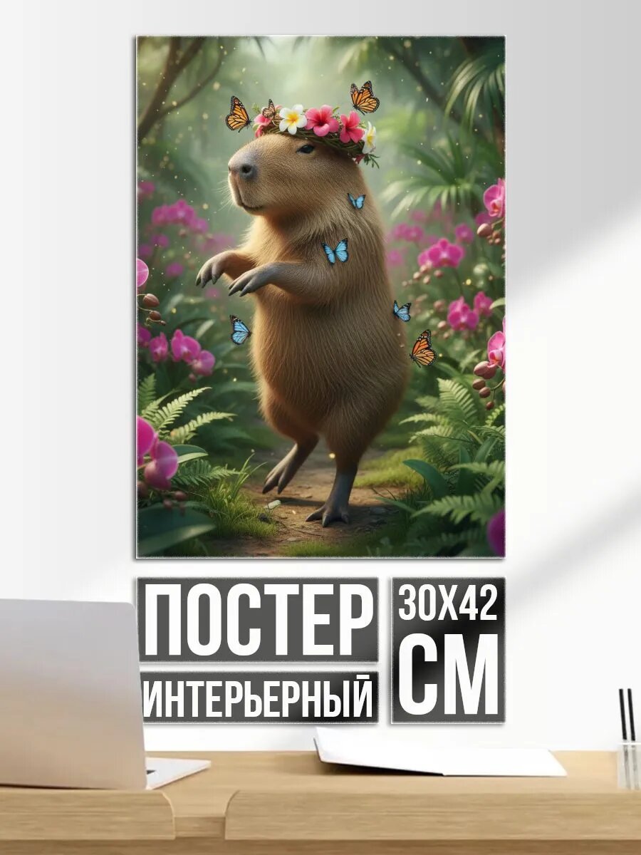Постер на стену Капибара в джунглях