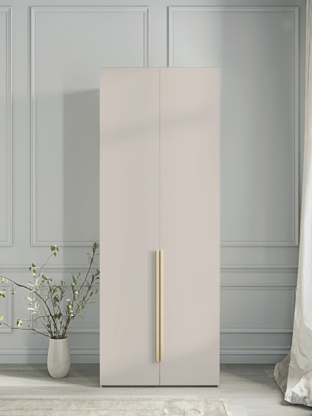 Casa Mia 70x50x260 см. шкаф для одежды распашной, 2-дверный с полками и штангой, кашемир, ручка накладная 832 мм