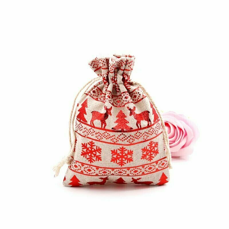 Рождественские хлопковые пакеты merylover, 13x18cm, Xmas bronzing bag, Розовый