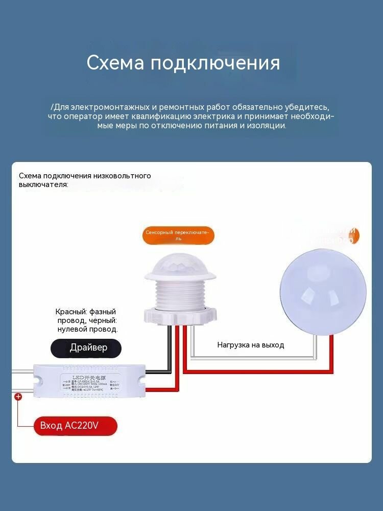 Инфракрасный датчик движения 12В/24В для светодиодных лент с интеллектуальным управлением