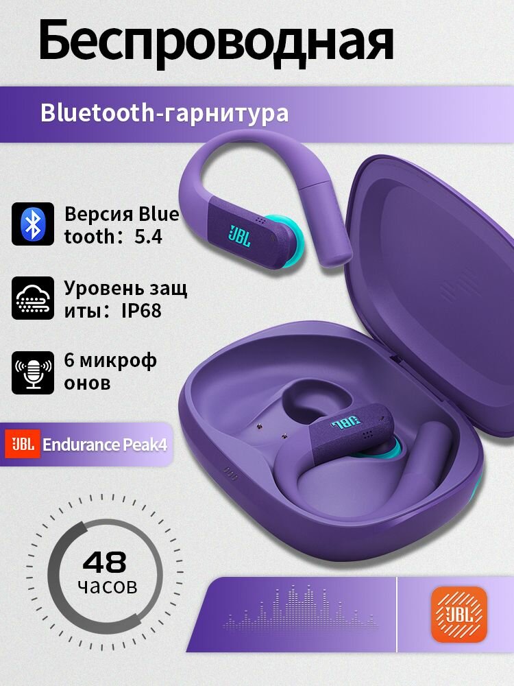 JBL Endurance Peak4 Беспроводная спортивная Bluetooth-гарнитура Фиолетовый